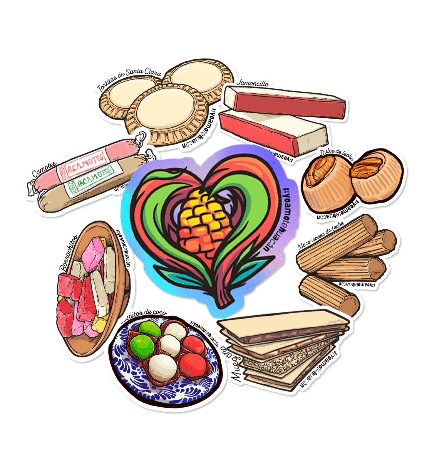 Paquete stickers Dulces tipicos - Yoamotehuacan.com | Arte & Cultura de ...